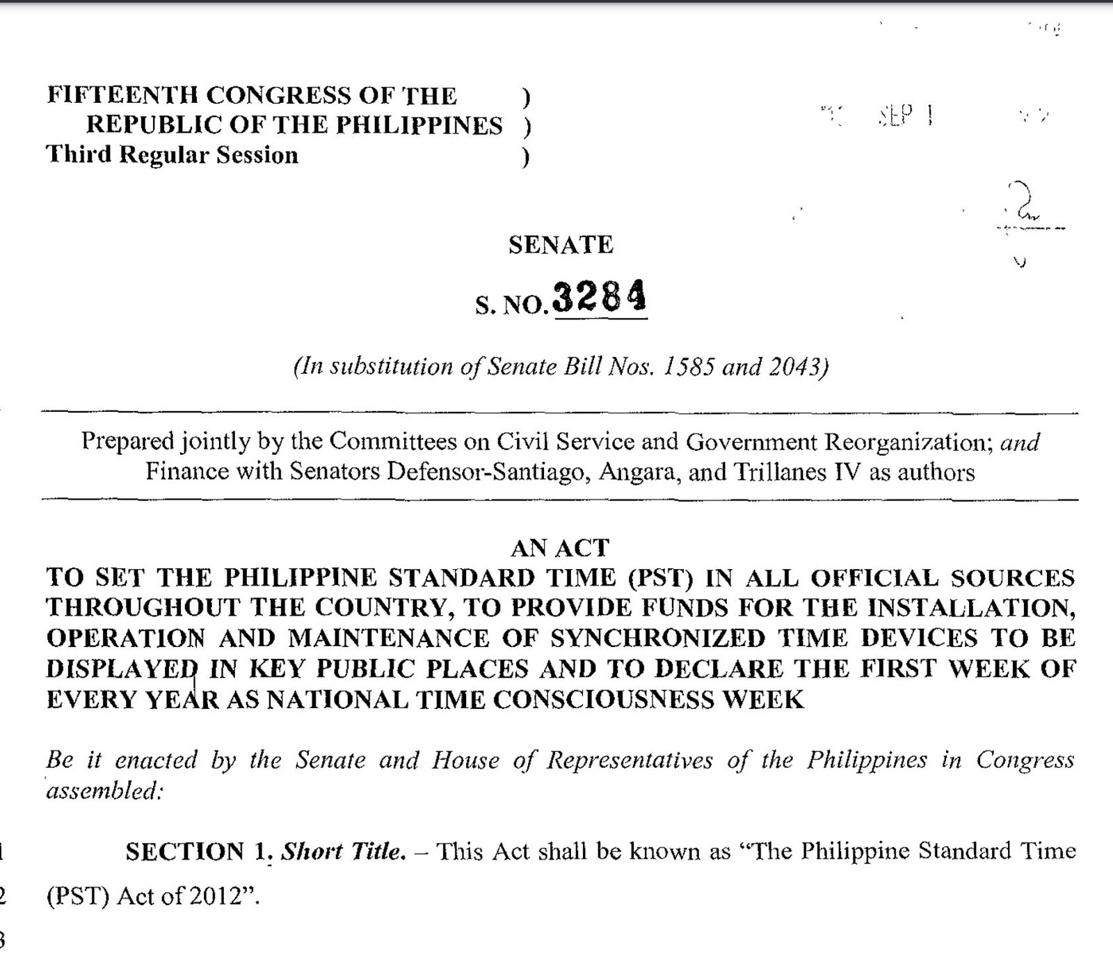 Senate Bill 3284: Philippine Standard Time Act - SyncRight GPS Clocks